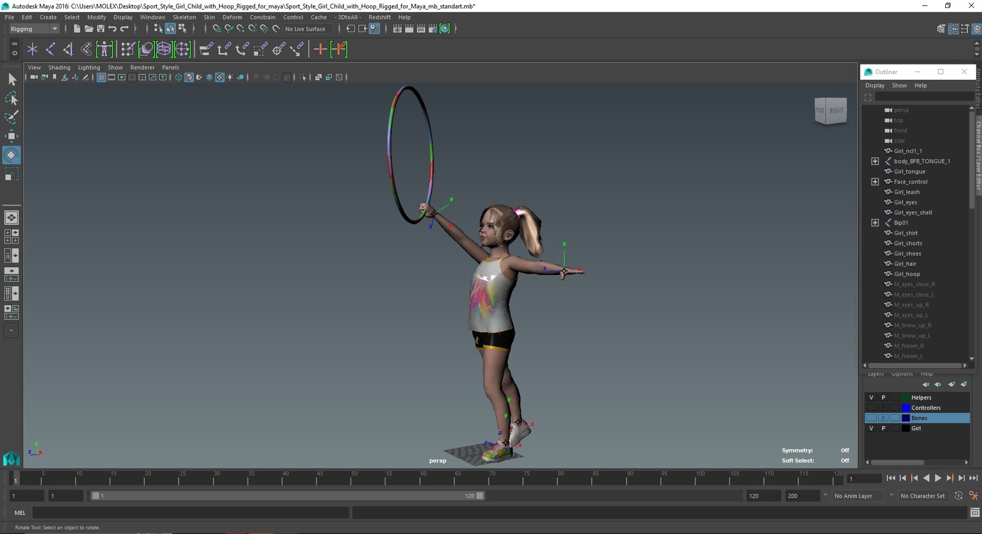 Sport Style Girl Child with Hoop Rigged for Maya 3D model - TurboSquid ...