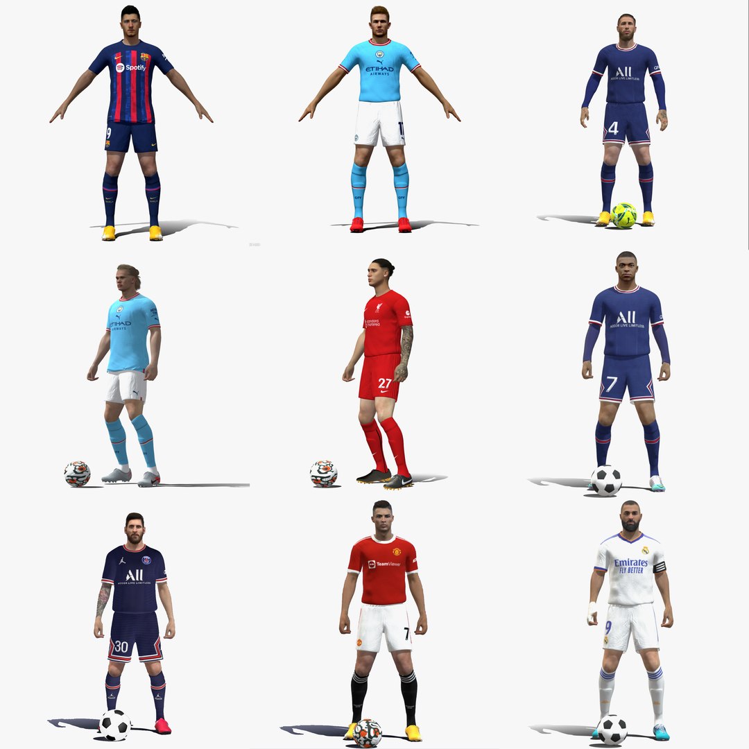 9 famous footballers 3D model - TurboSquid 1984652