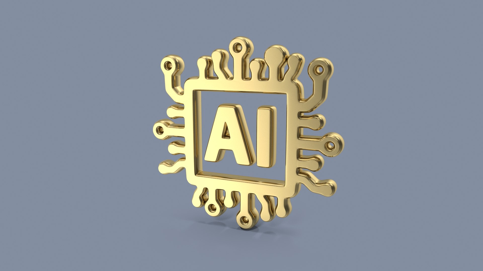 Artificial Intelligence Symbol Gold 3D - TurboSquid 2065649