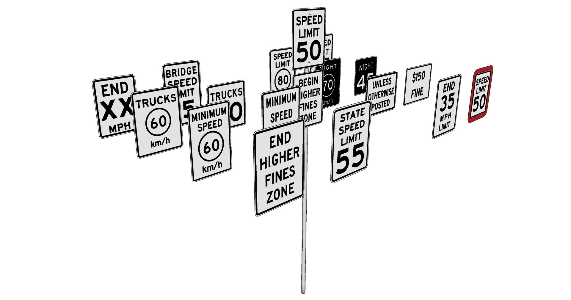3D Road Sign Series Model - TurboSquid 1383148