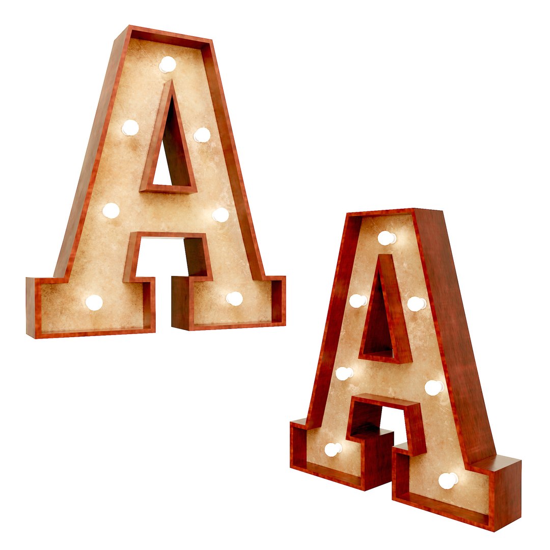 3D Model Marquee A Wooden Glow Sign 3dmodel - TurboSquid 1975803