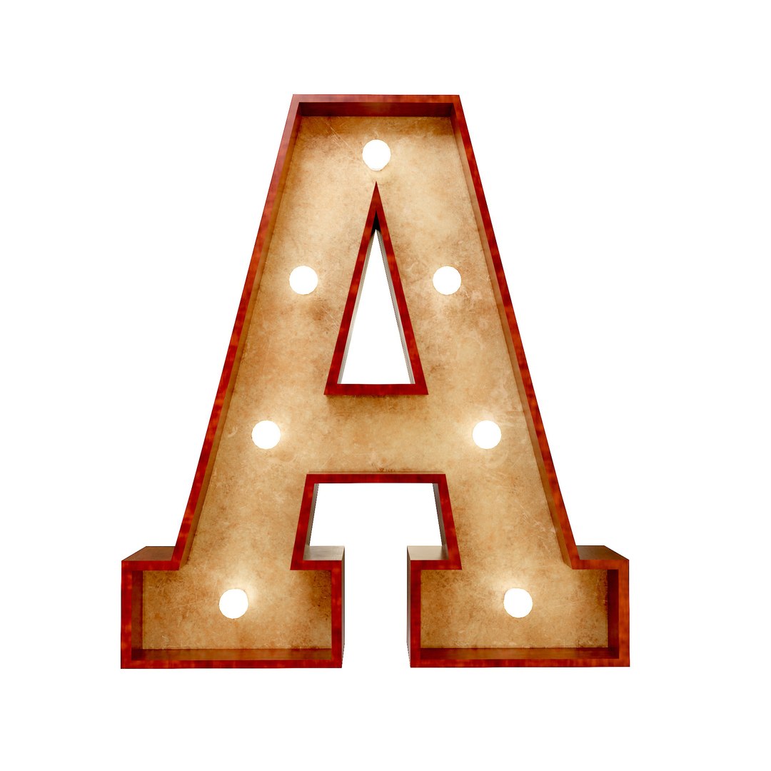 3D Model Marquee A Wooden Glow Sign 3dmodel - TurboSquid 1975803