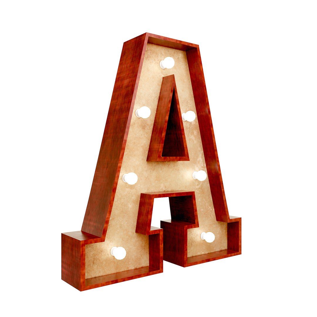3D Model Marquee A Wooden Glow Sign 3dmodel - TurboSquid 1975803
