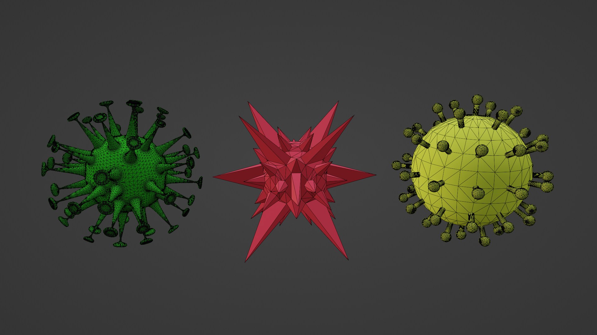 3D Model Cartoon Virus Collection Low-poly 3D Model - TurboSquid 1974601