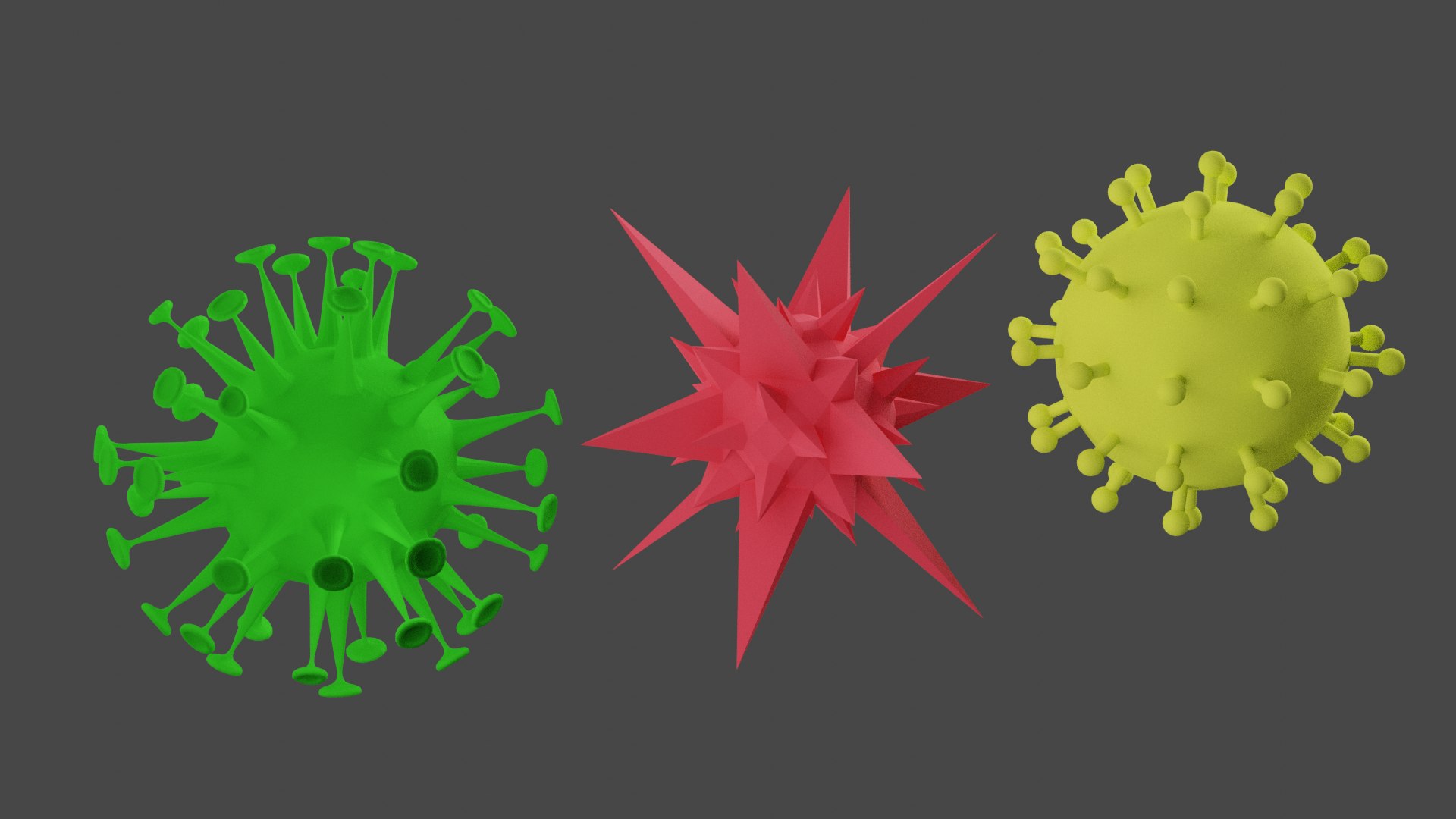 3D Model Cartoon Virus Collection Low-poly 3D Model - TurboSquid 1974601