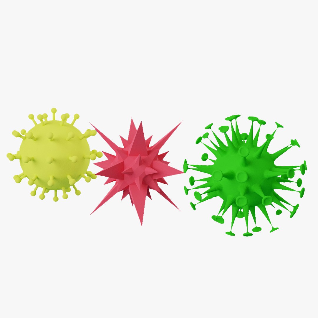 3D Model Cartoon Virus Collection Low-poly 3D Model - TurboSquid 1974601