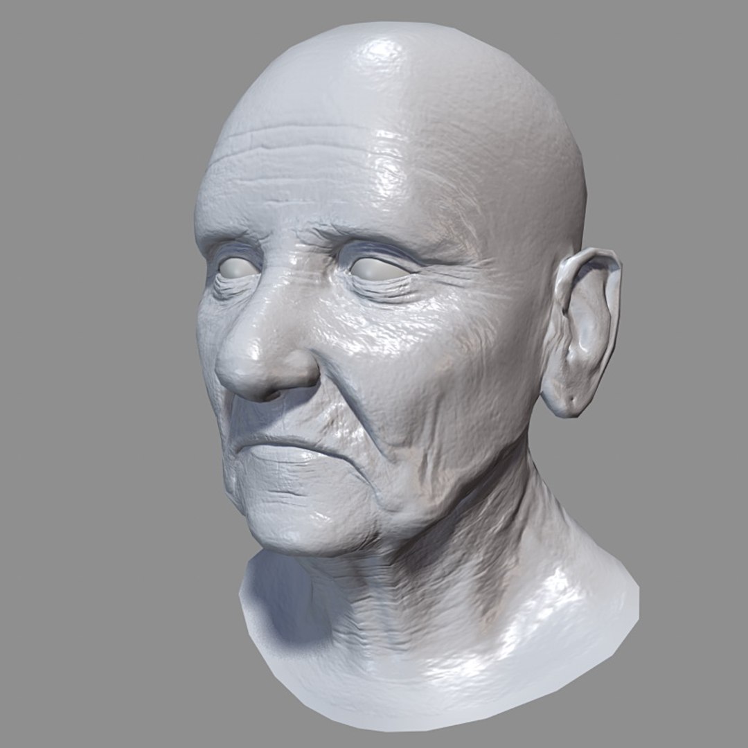 3d old woman head model