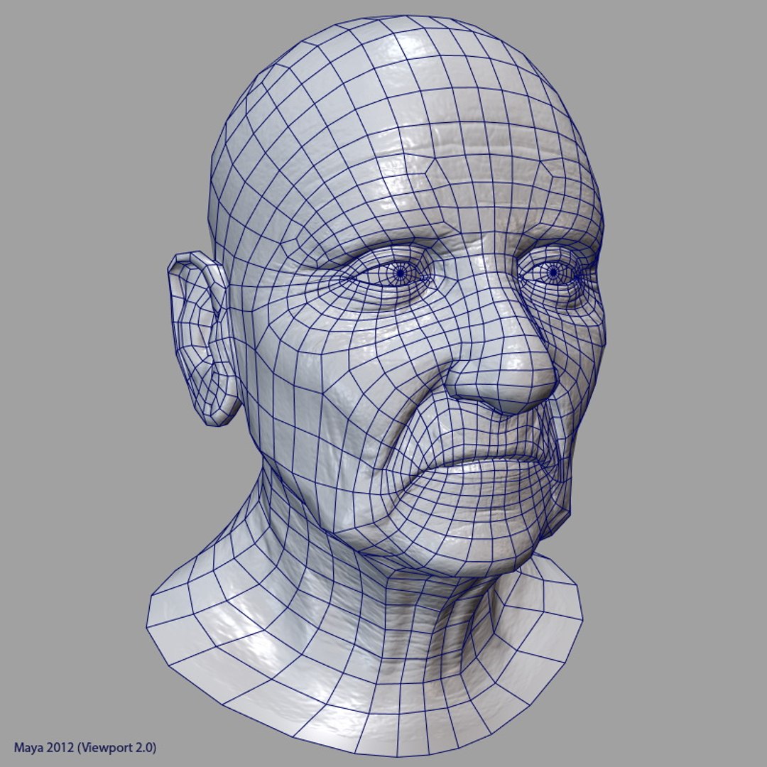 3d old woman head model
