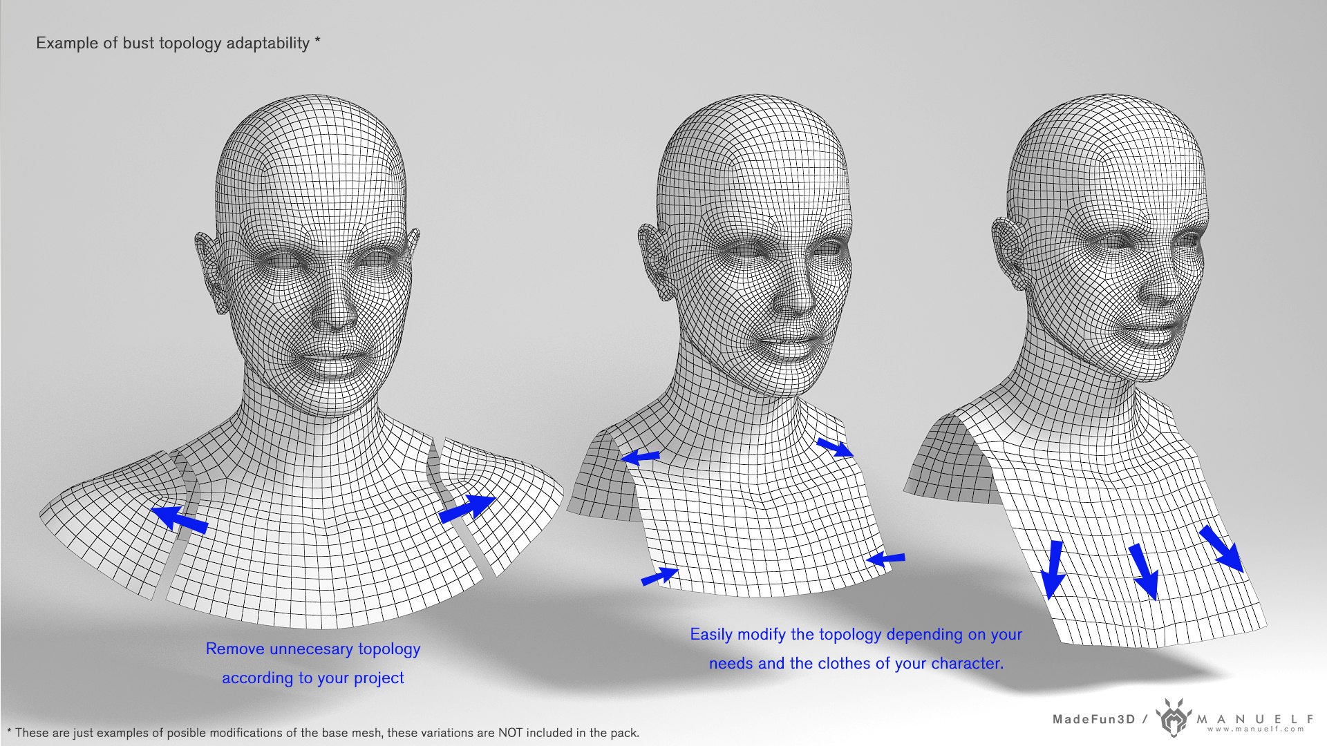 character bust basemesh pack 3d model