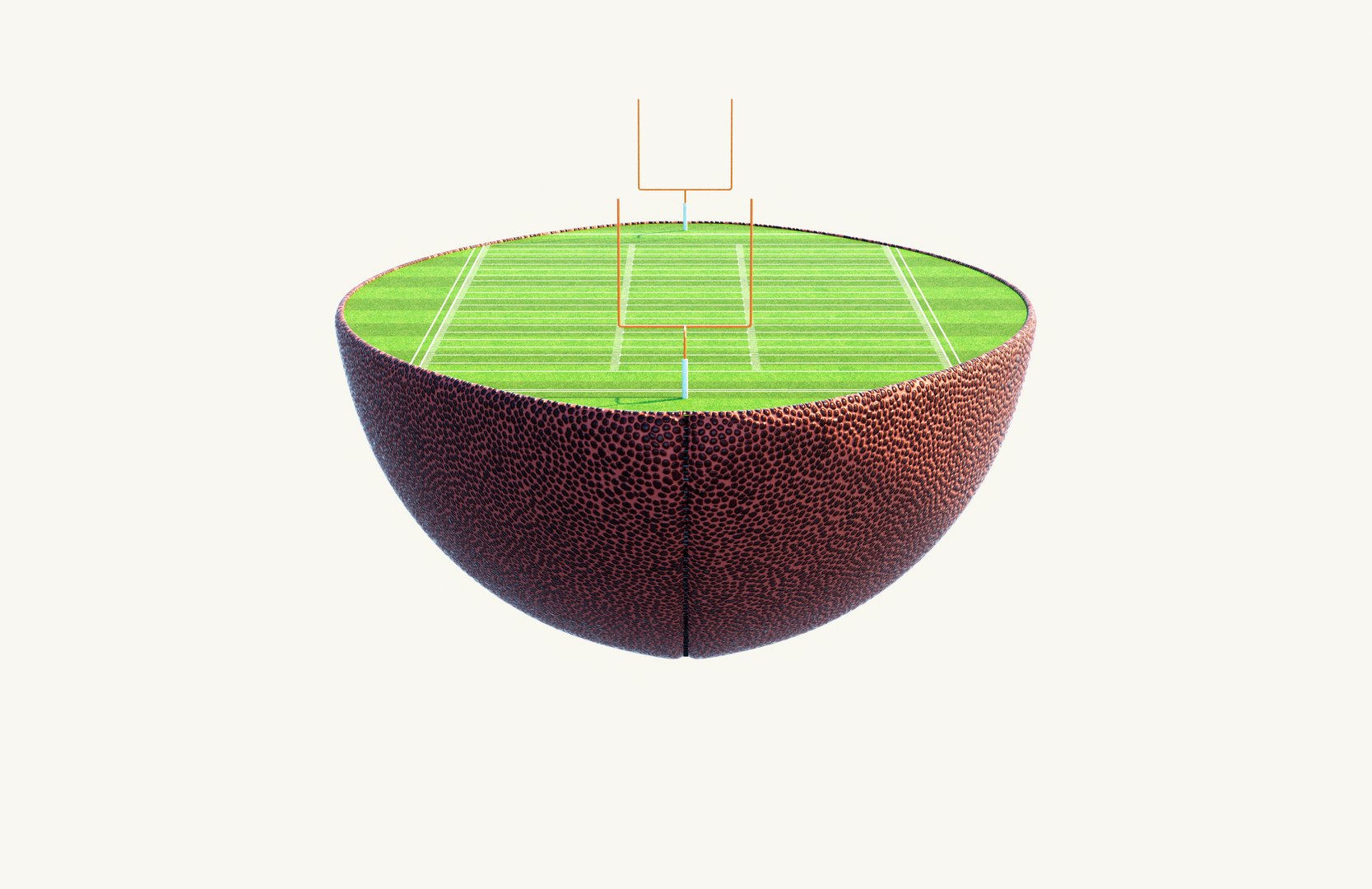 3D American Football Half Ball And Football Field - TurboSquid 2131141