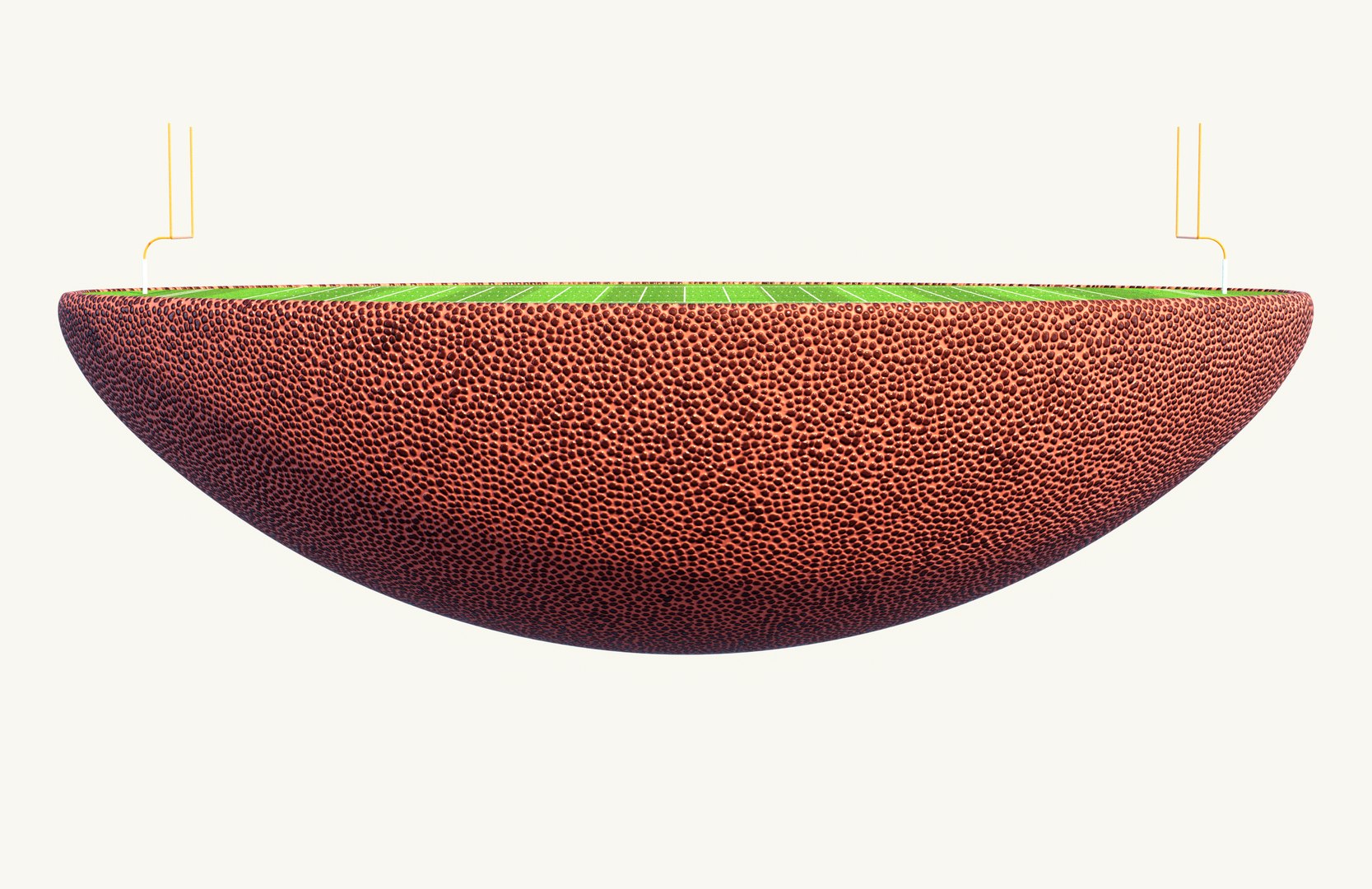3D American Football Half Ball And Football Field - TurboSquid 2131141