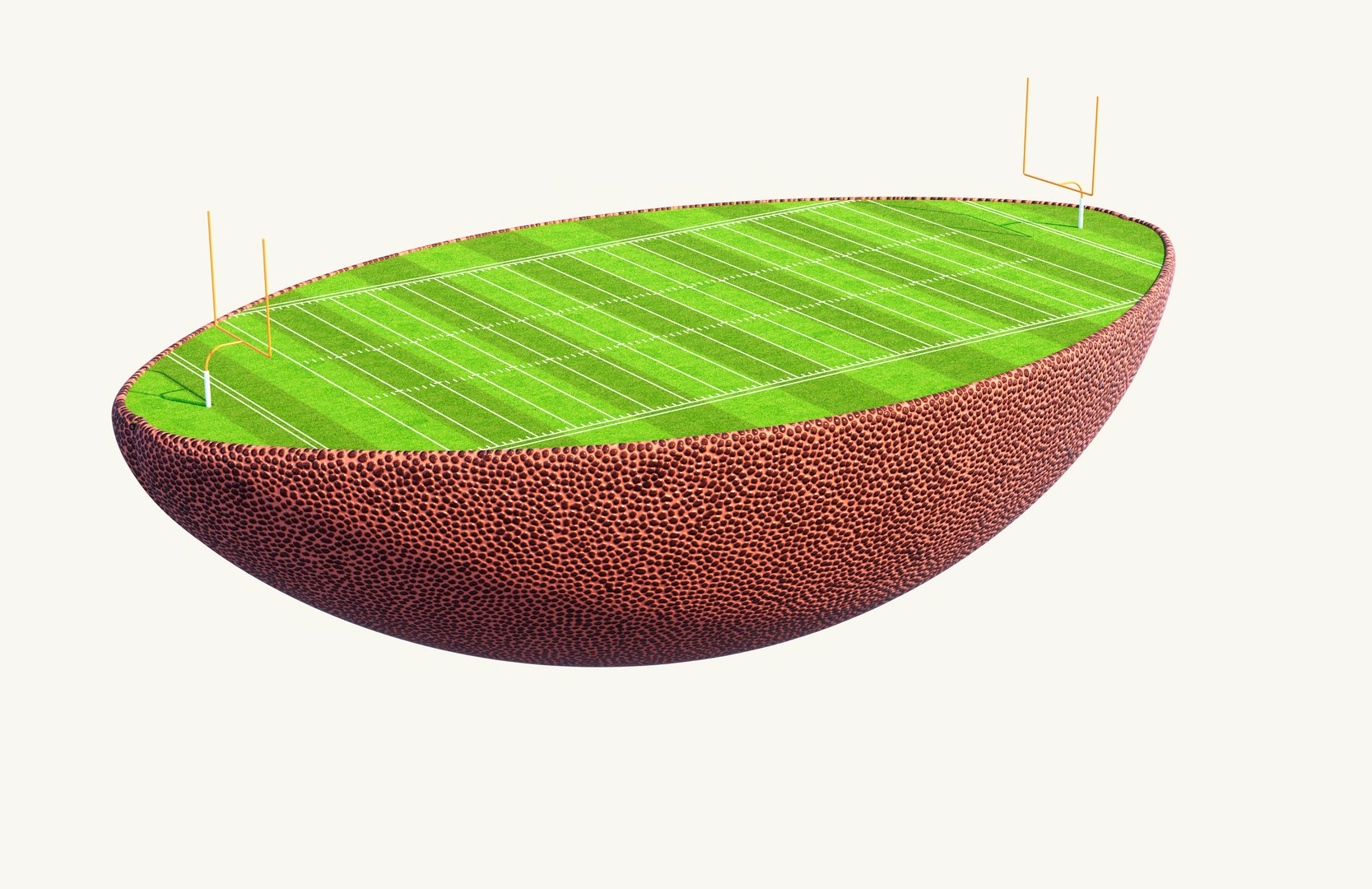 3D American Football Half Ball And Football Field - TurboSquid 2131141
