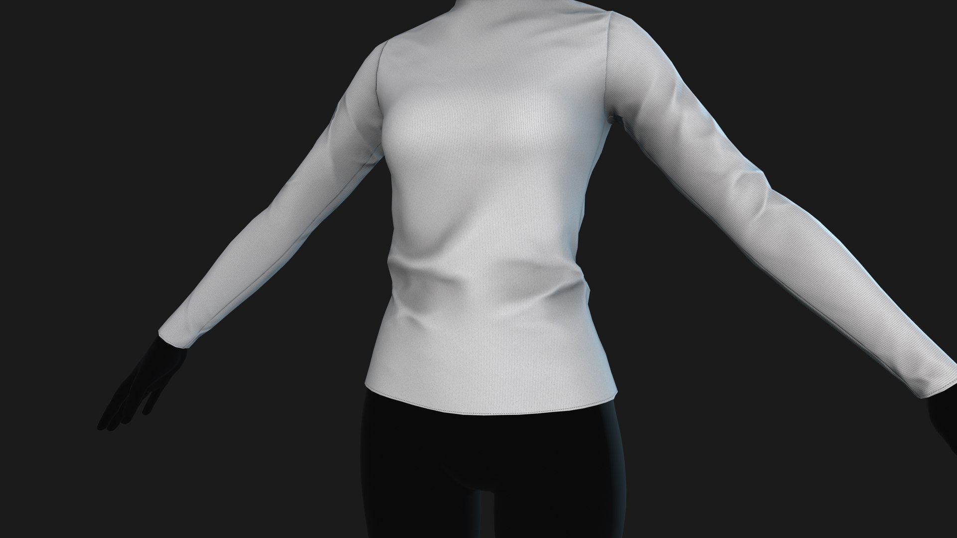 3D White Turtle Neck Pull Top - TurboSquid 2175673