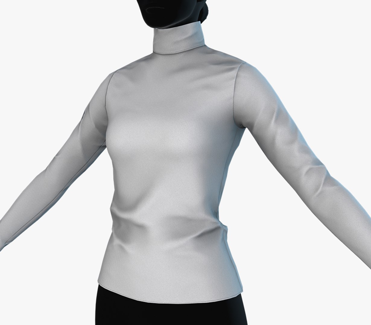 3D White Turtle Neck Pull Top - TurboSquid 2175673