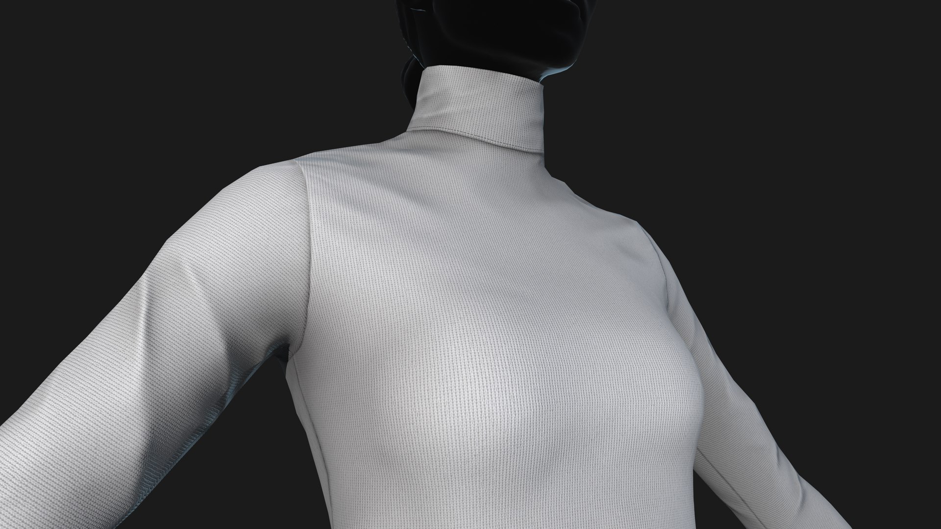 3D White Turtle Neck Pull Top - TurboSquid 2175673
