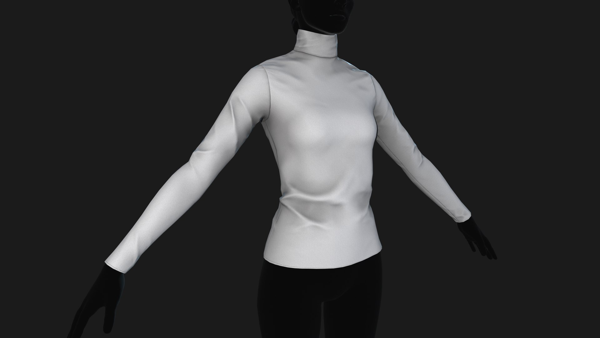 3D White Turtle Neck Pull Top - TurboSquid 2175673