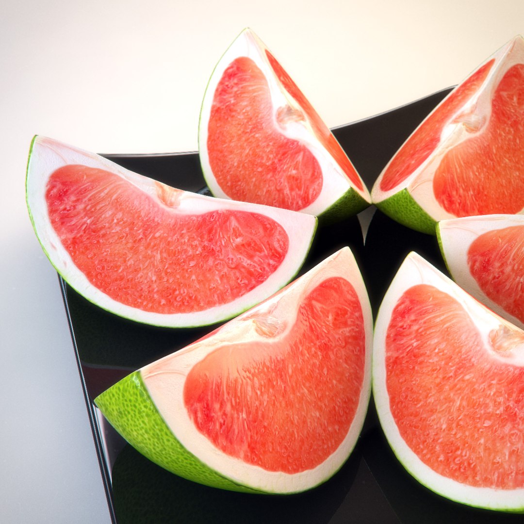 grapefruit quarter green 3d max