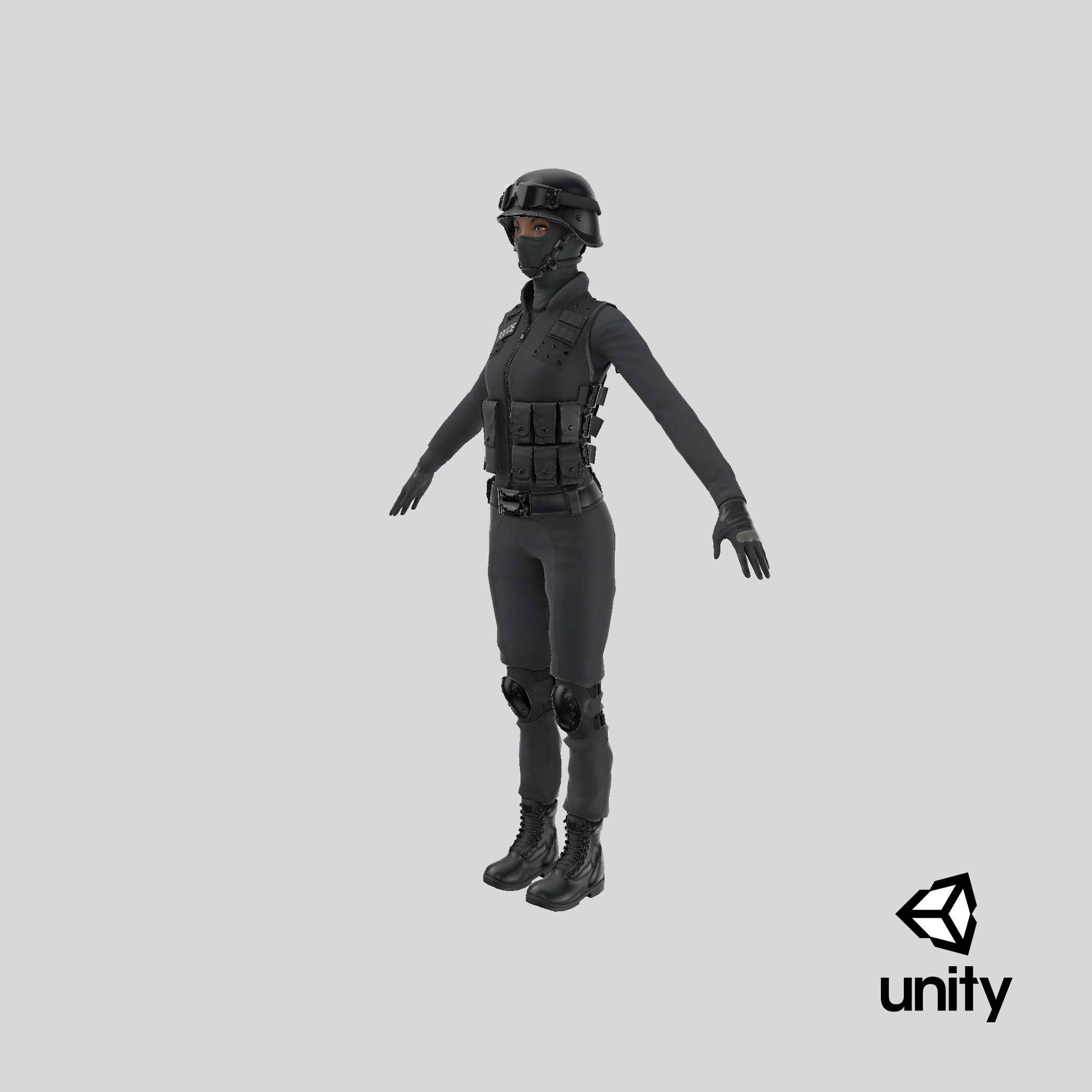 swat woman european 2 3d model