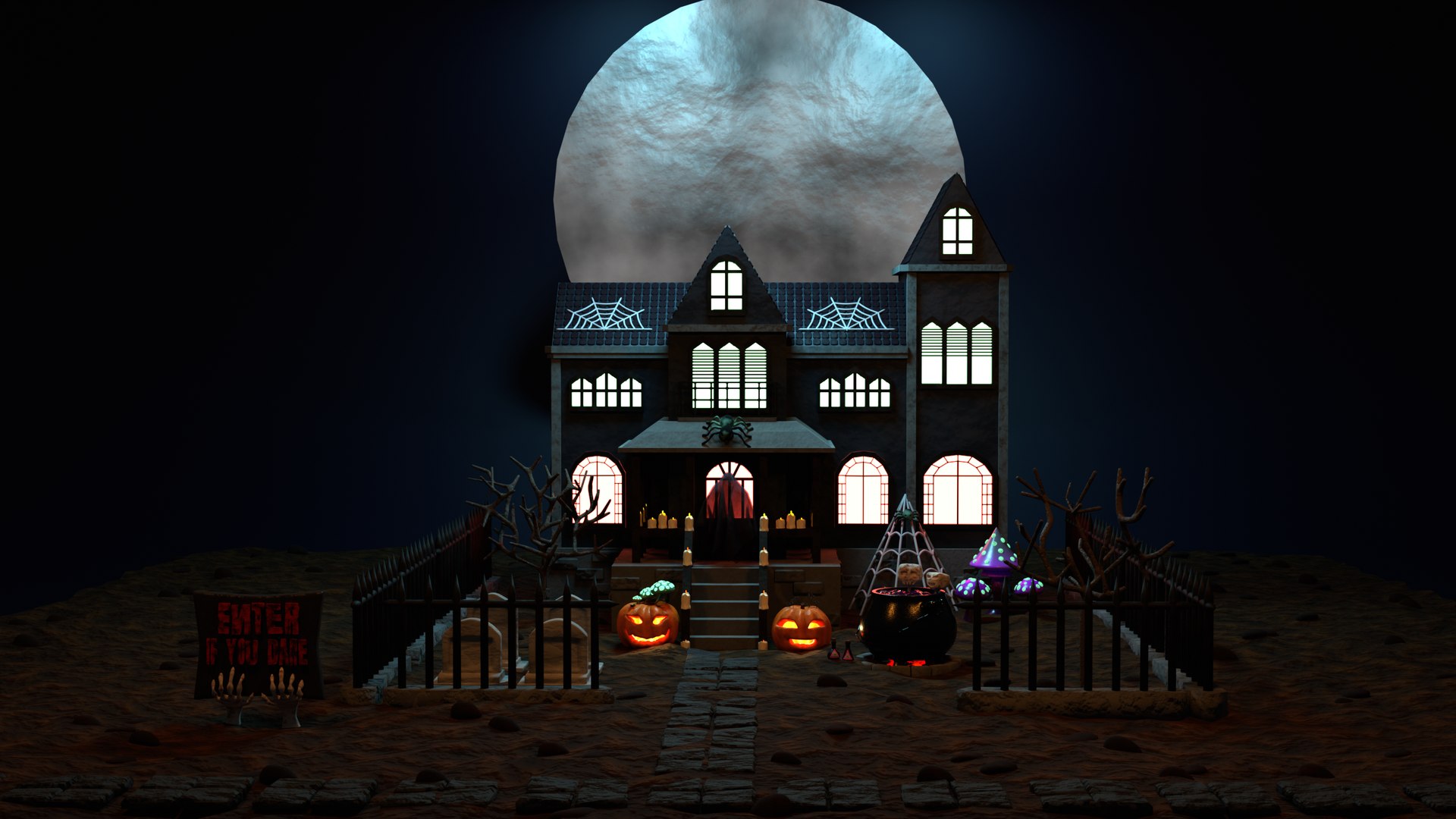 3D Model Haunted Halloween House - TurboSquid 1990739