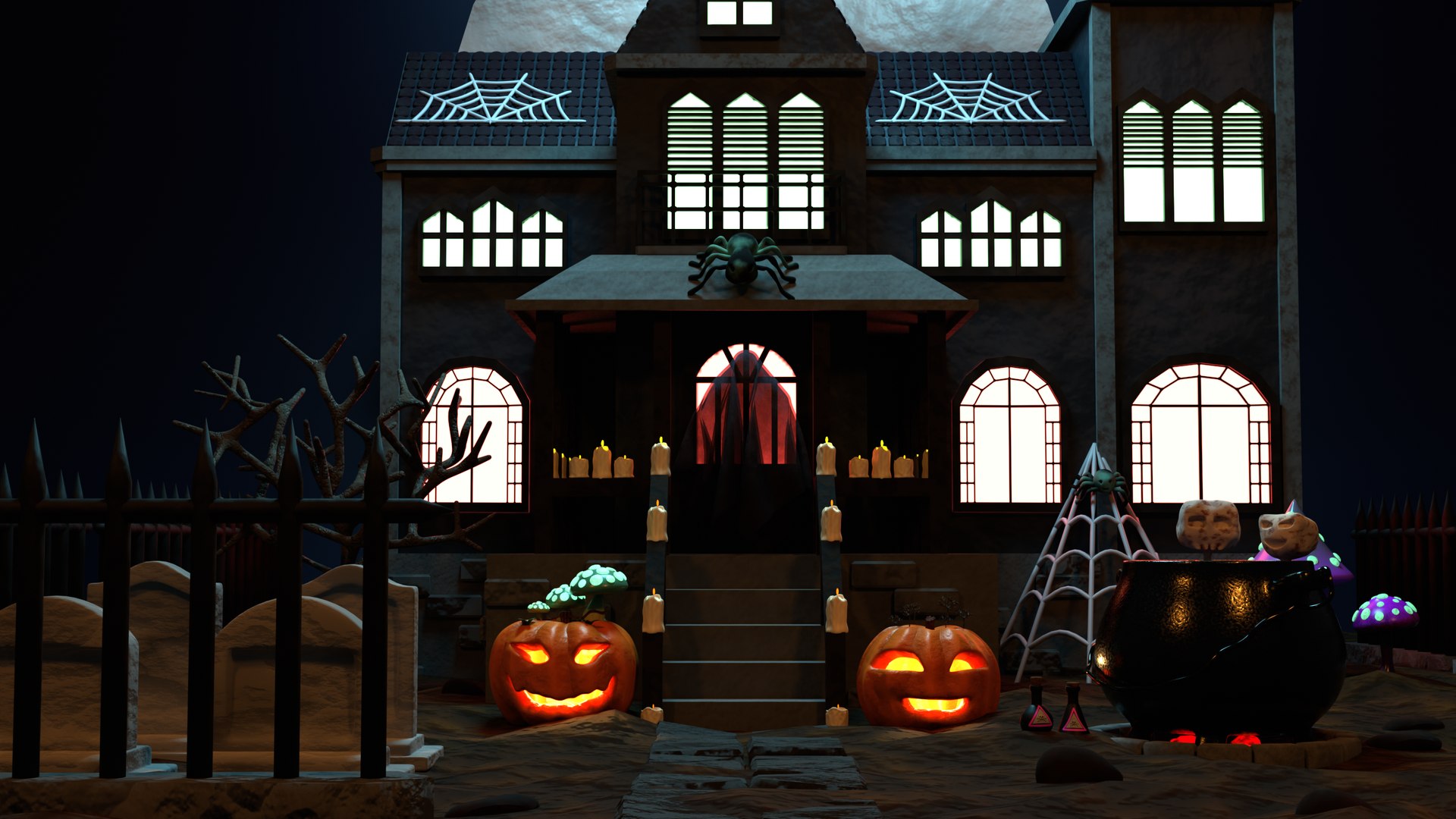 3D Model Haunted Halloween House - TurboSquid 1990739