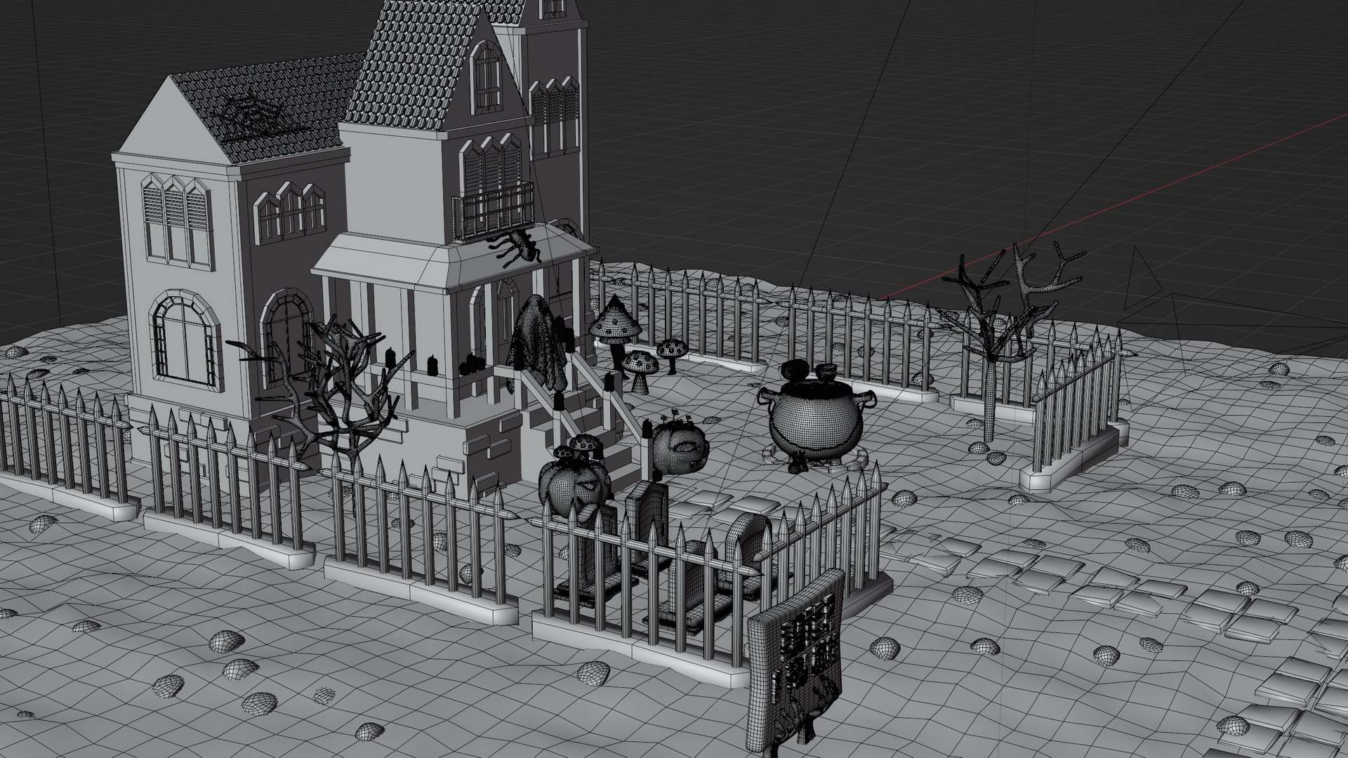 3D Model Haunted Halloween House - TurboSquid 1990739