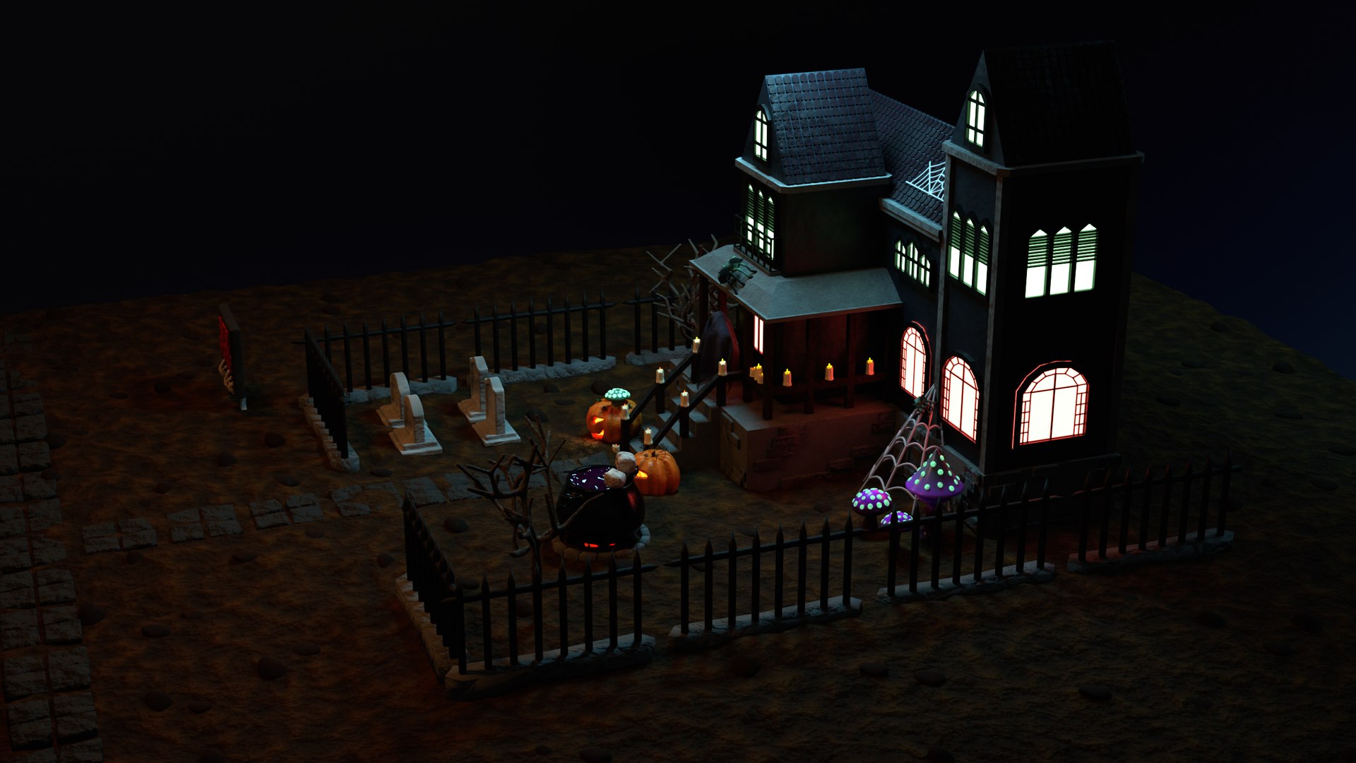 3D Model Haunted Halloween House - TurboSquid 1990739