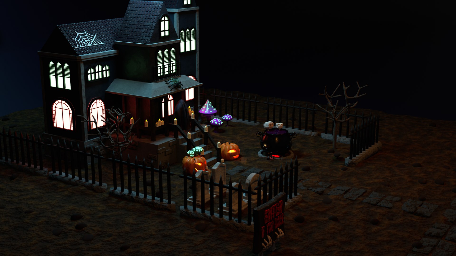 3D Model Haunted Halloween House - TurboSquid 1990739