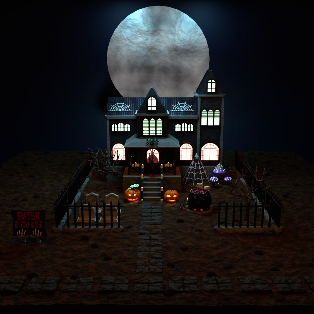 3D Model Haunted Halloween House - TurboSquid 1990739