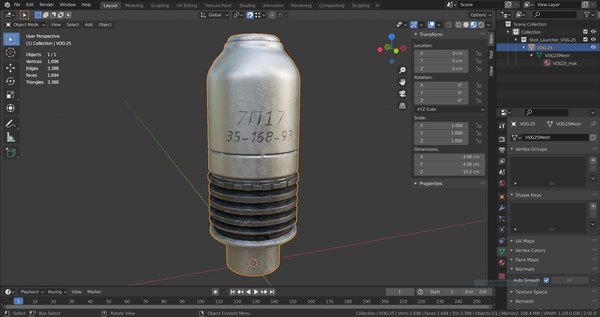 Shot Launcher VOG-25 model - TurboSquid 1721337