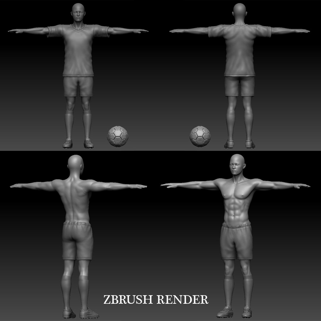realistical football player rig 3d obj