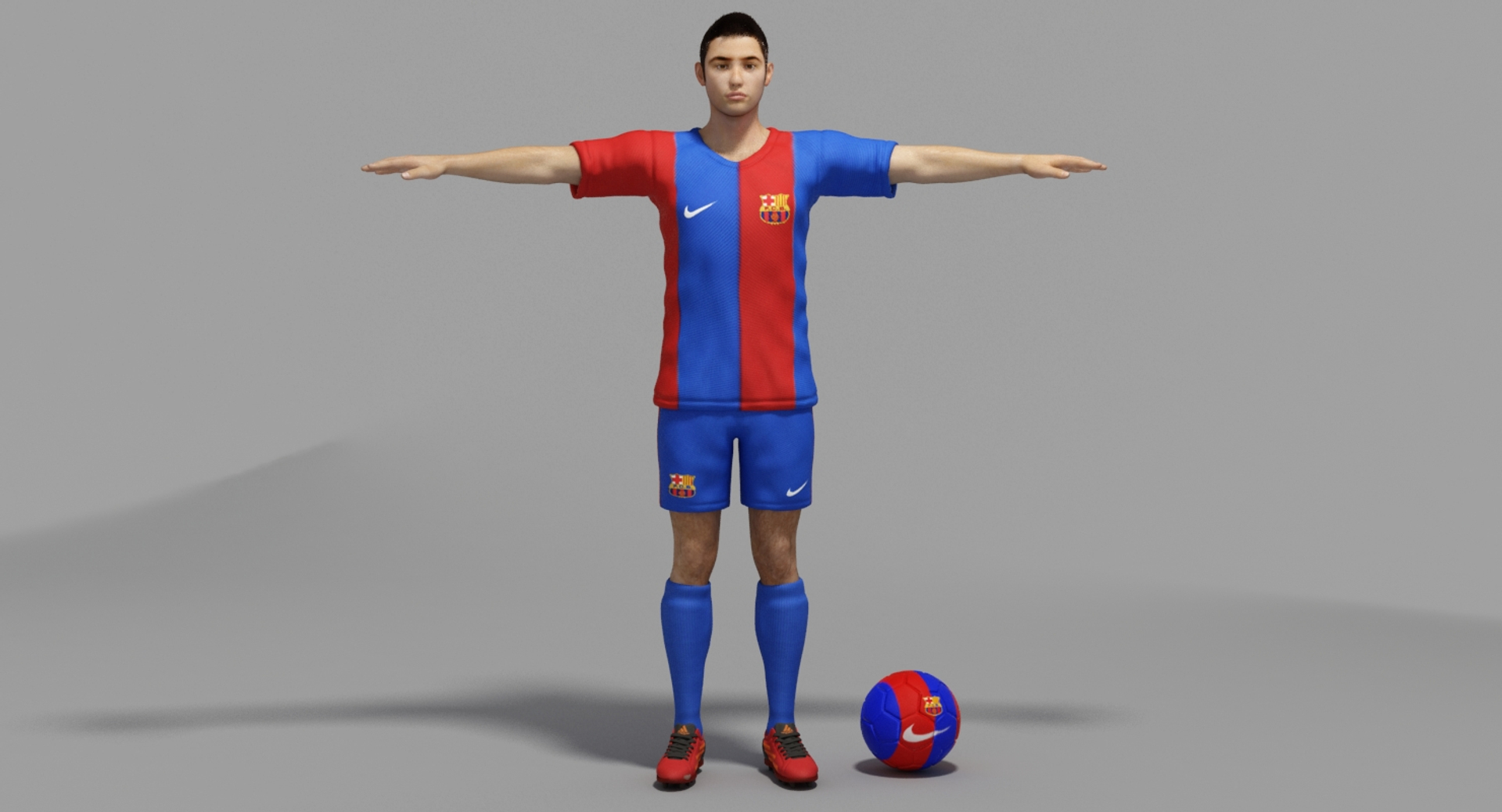 realistical football player rig 3d obj
