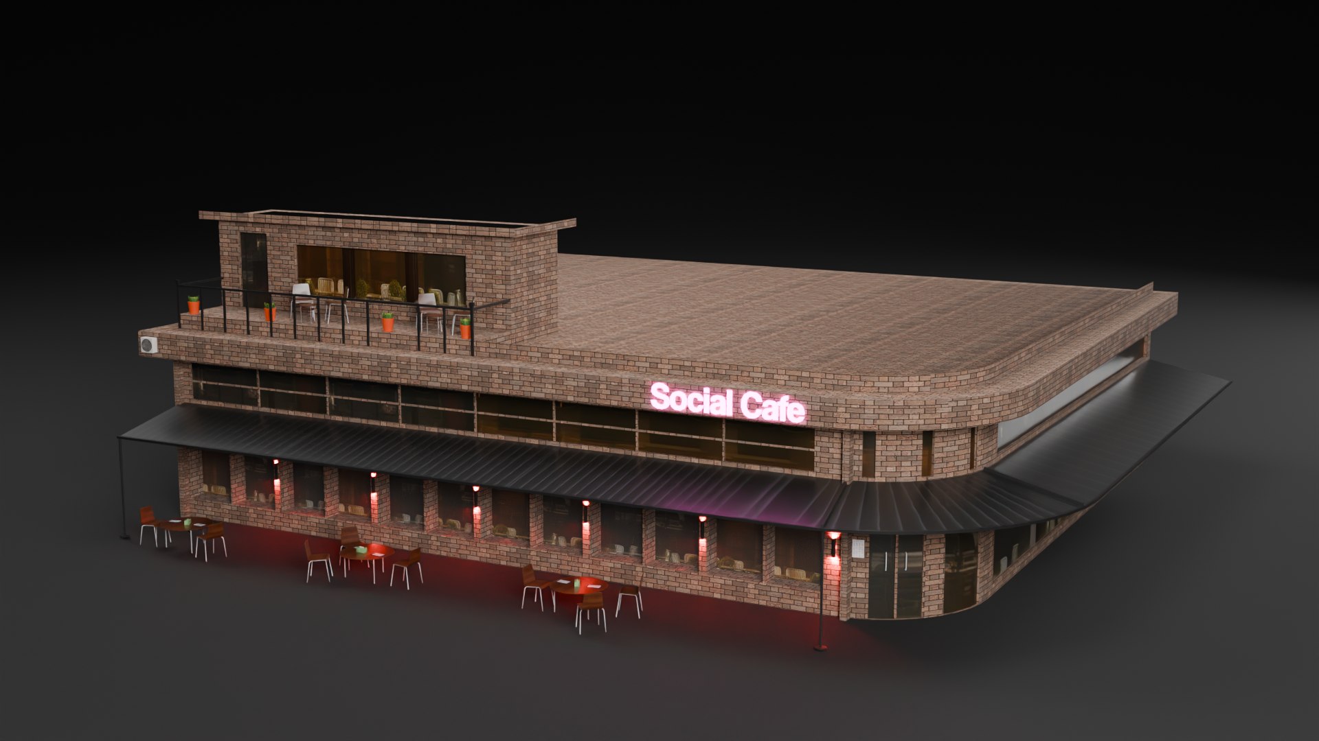3D Model 3D Cafe Building - TurboSquid 2353173