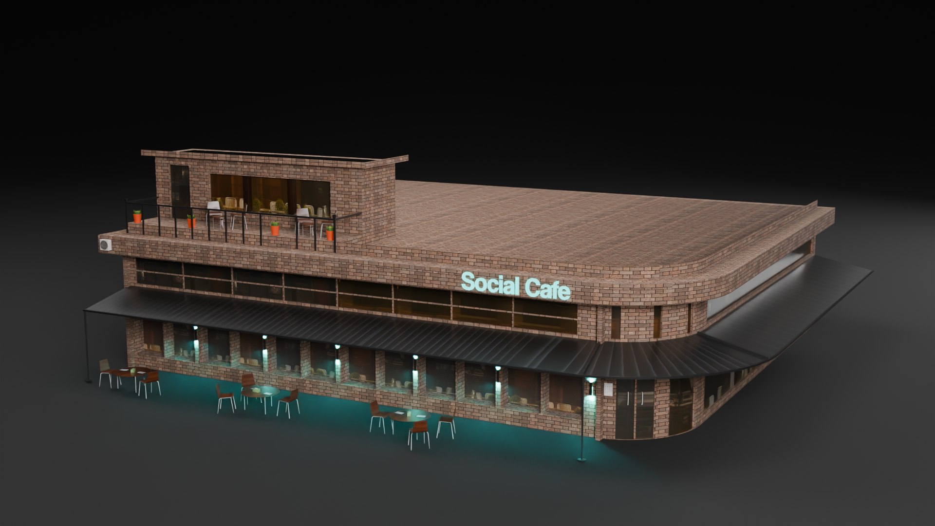 3D Model 3D Cafe Building - TurboSquid 2353173
