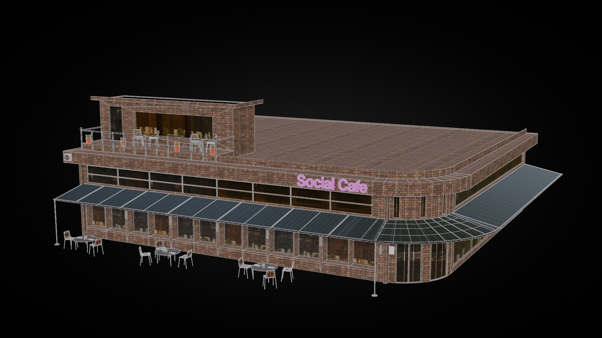 3D Model 3D Cafe Building - TurboSquid 2353173