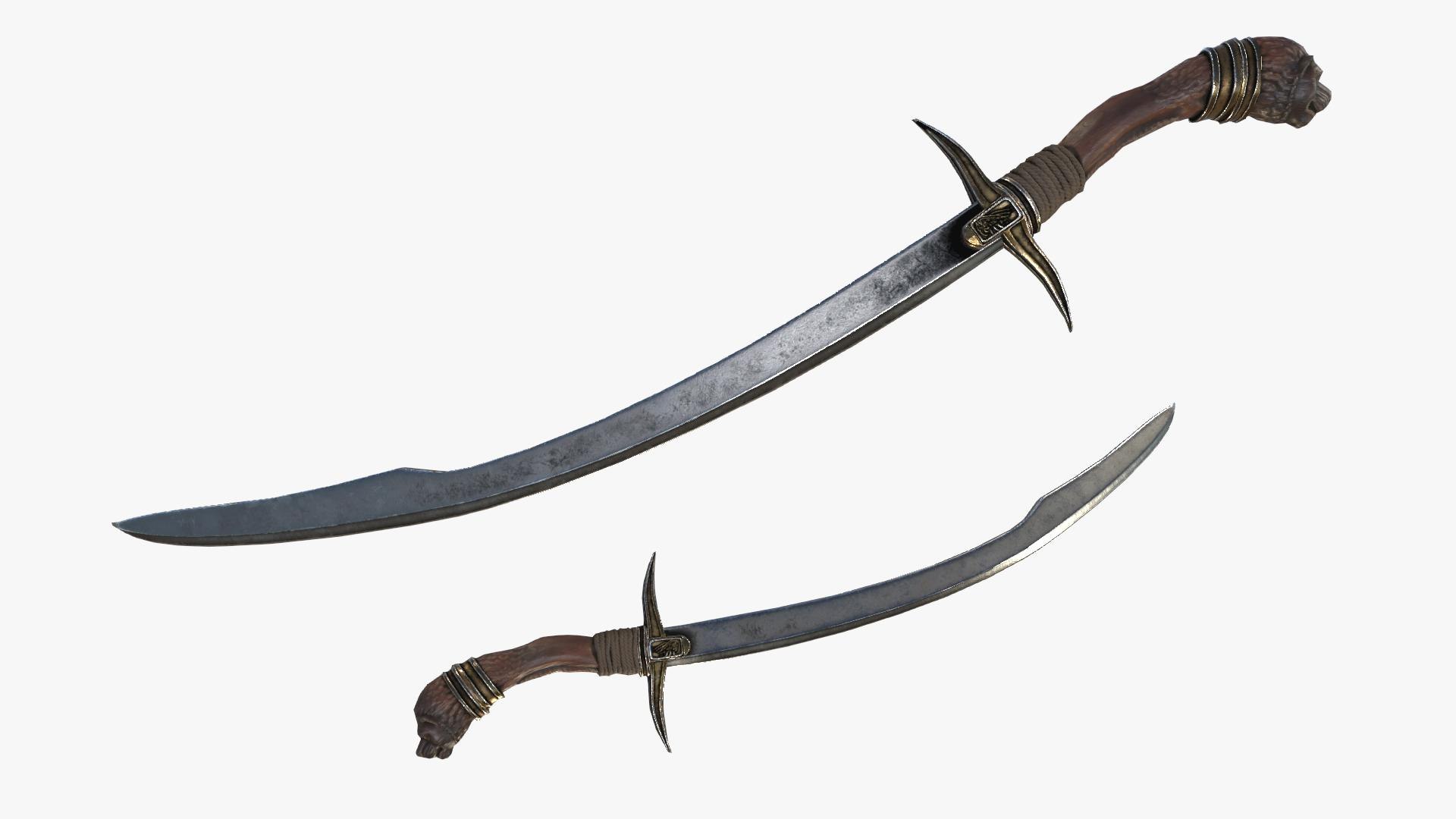 Fantasy Sword RPG Ottoman Kilij Pusat Scimitar Sabre Sword Curved Blade ...