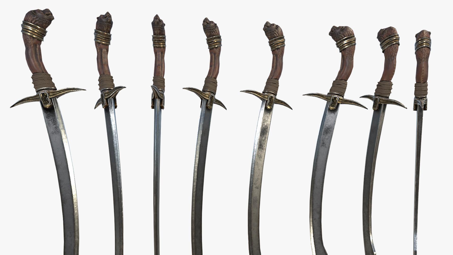 Fantasy Sword RPG Ottoman Kilij Pusat Scimitar Sabre Sword Curved Blade ...