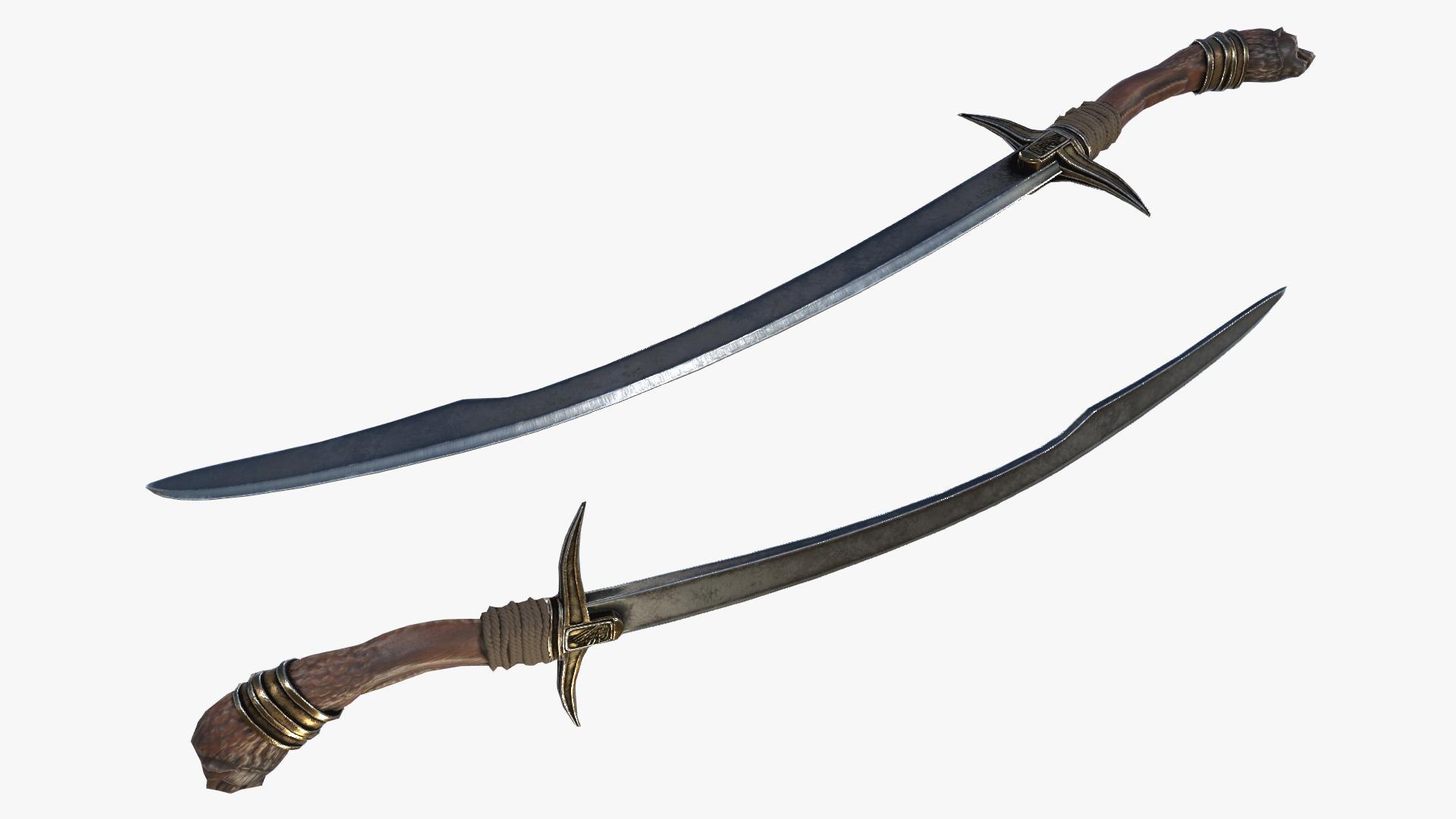 Fantasy Sword RPG Ottoman Kilij Pusat Scimitar Sabre Sword Curved Blade ...