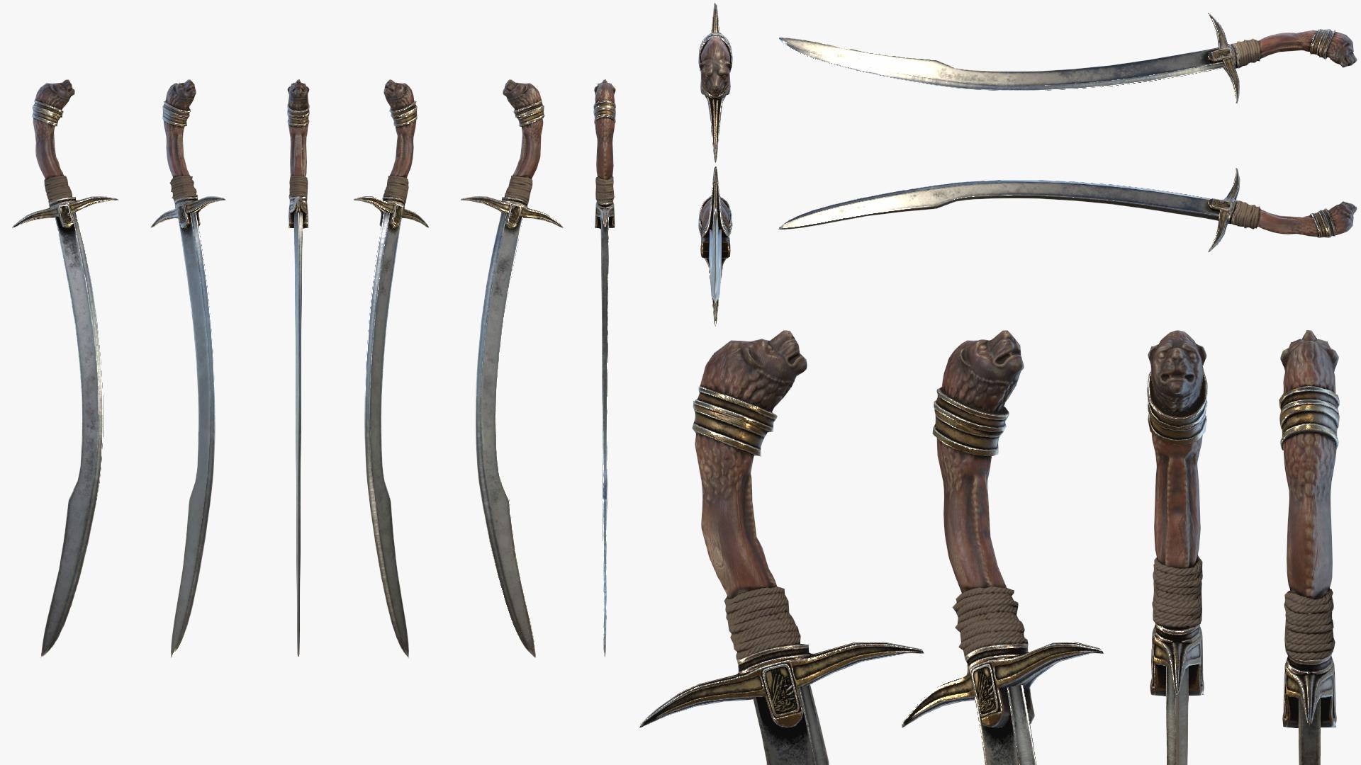 Fantasy Sword RPG Ottoman Kilij Pusat Scimitar Sabre Sword Curved Blade ...