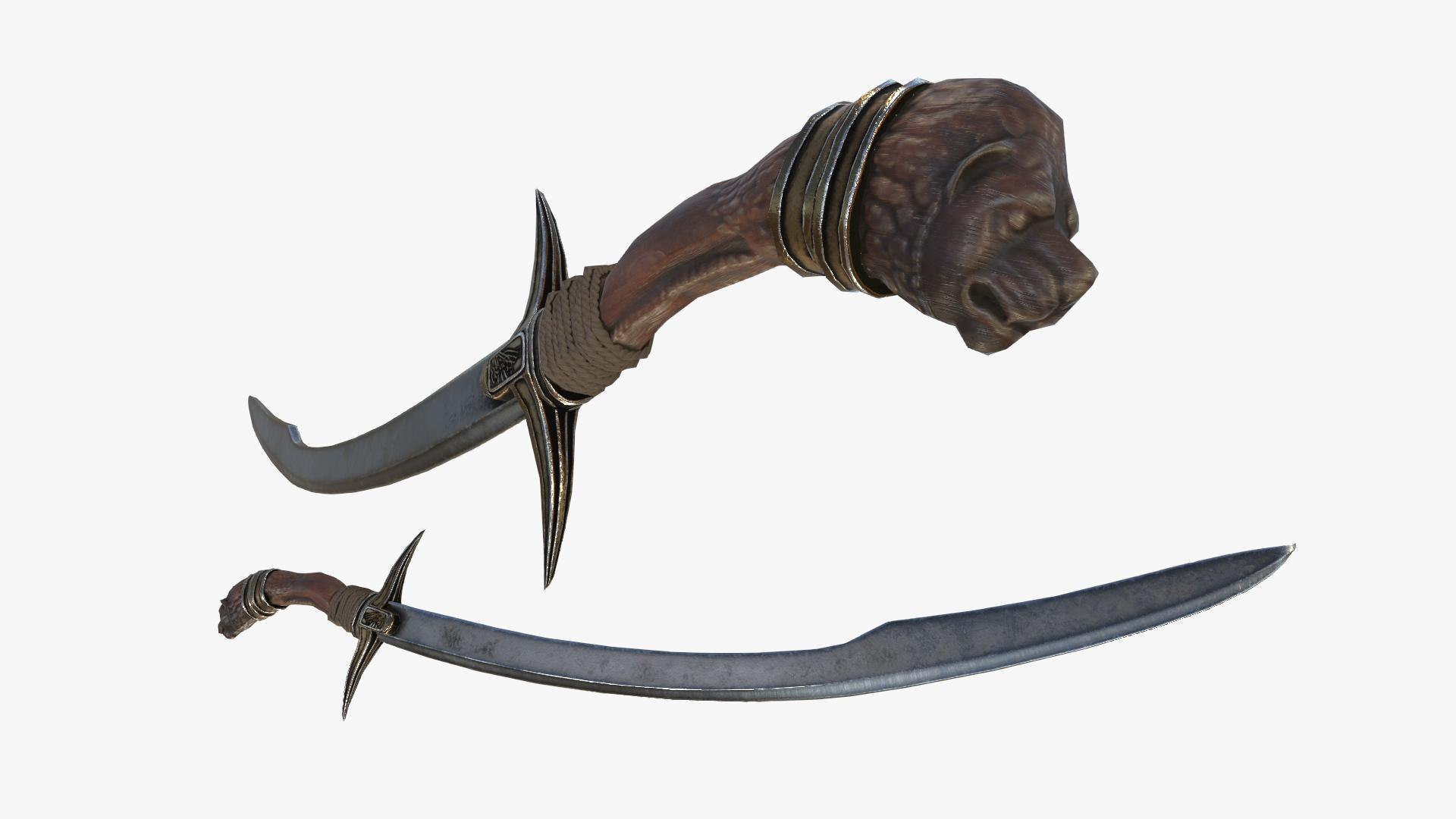 Fantasy Sword RPG Ottoman Kilij Pusat Scimitar Sabre Sword Curved Blade ...