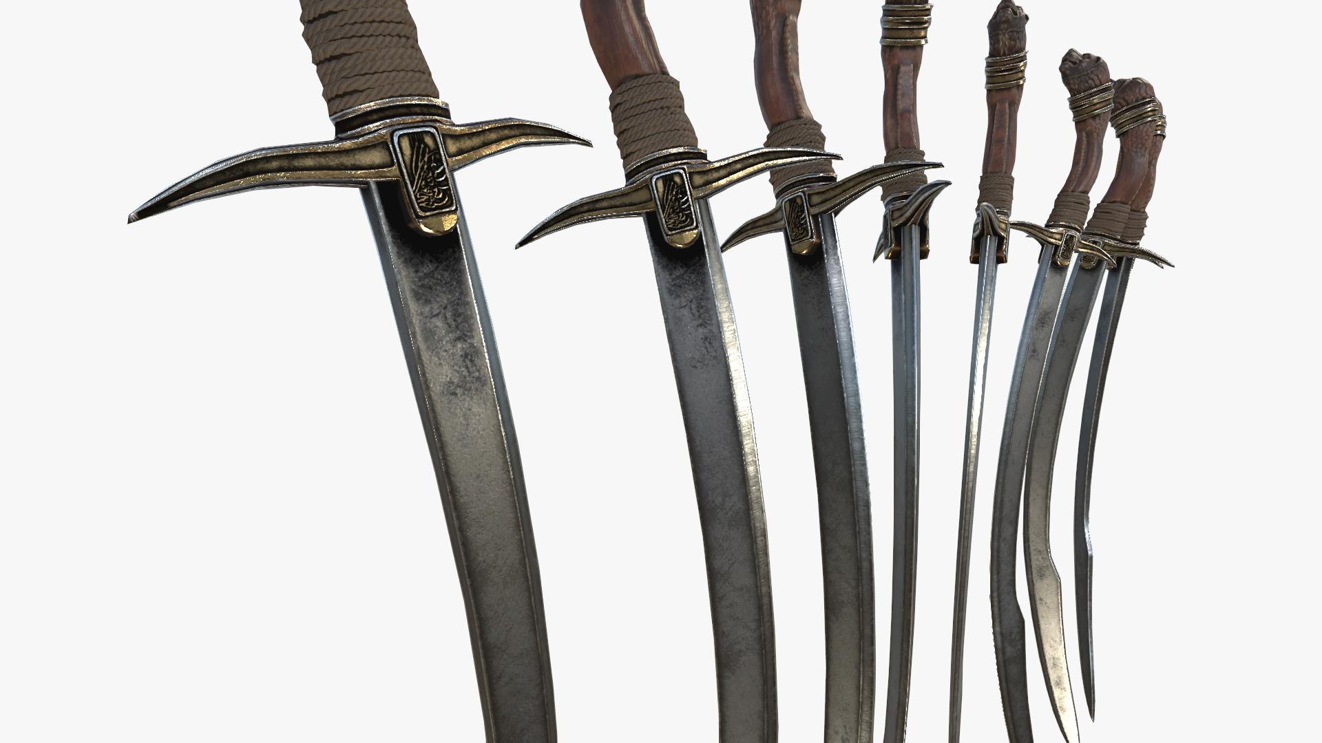 Fantasy Sword RPG Ottoman Kilij Pusat Scimitar Sabre Sword Curved Blade ...