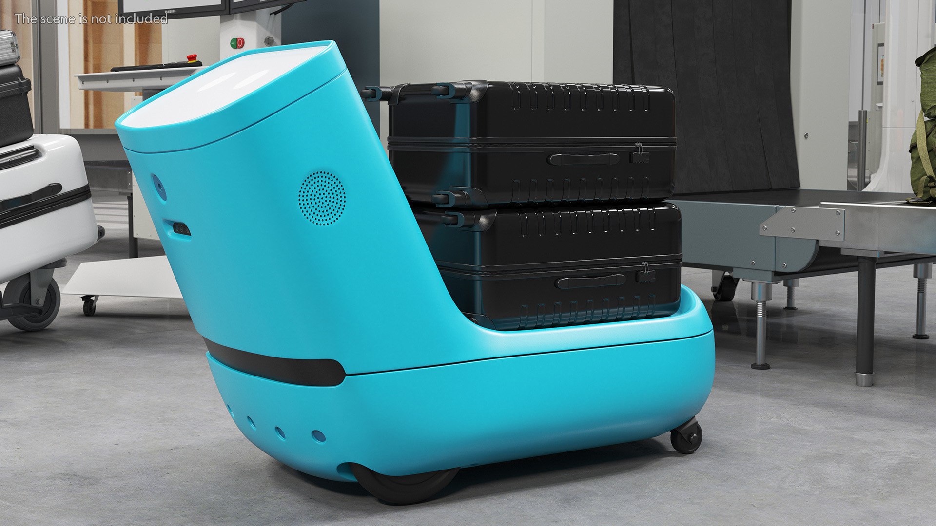 KLM Care E Robot With Black Luggage Bags 3D - TurboSquid 2082860