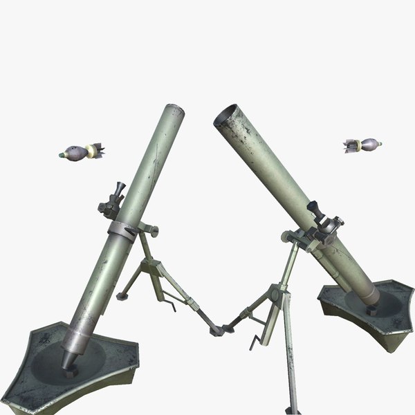 3D модель 08-mortar-gun model 3d game ready model Низкополигональная 3D ...