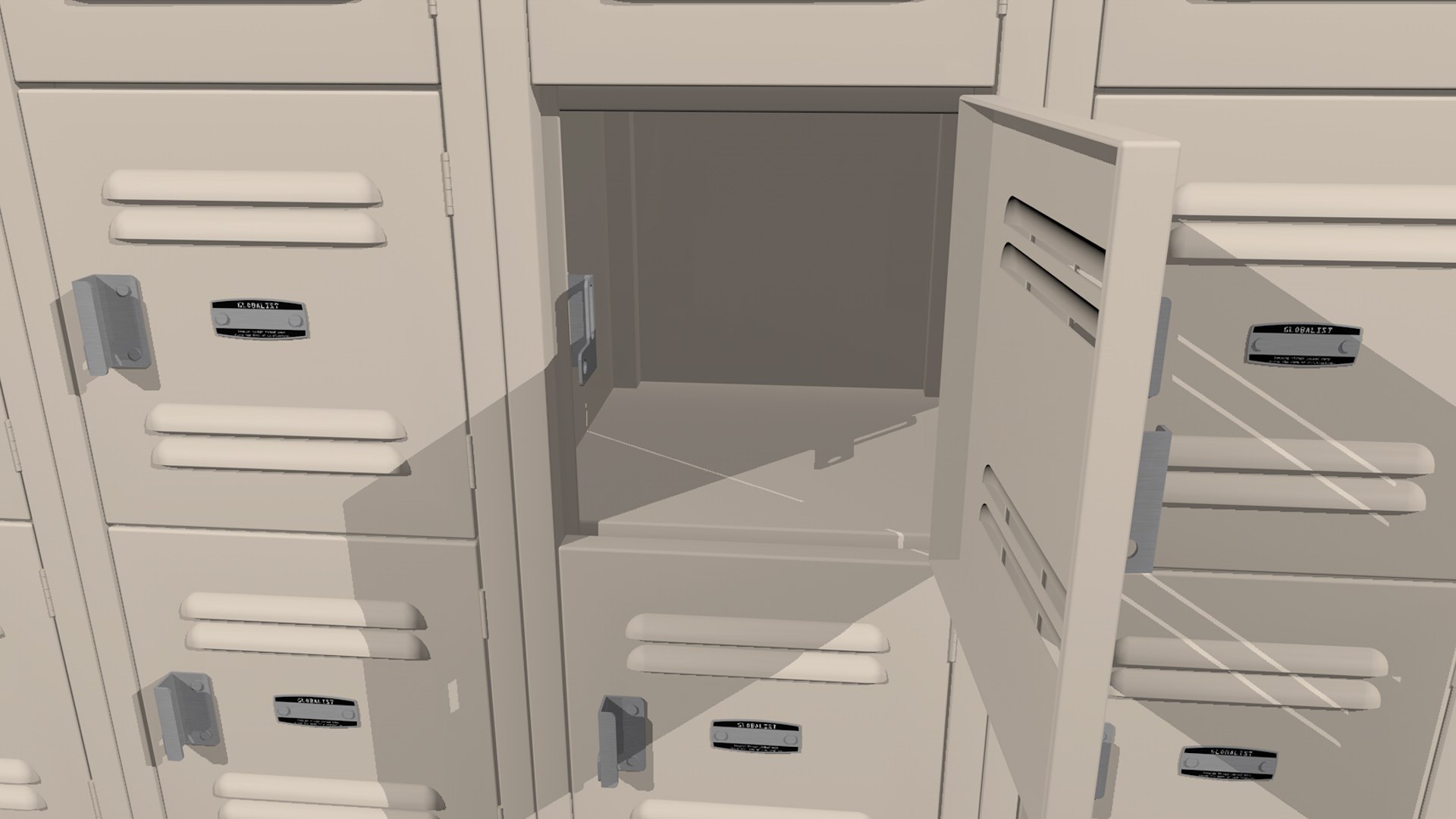 3d Lockers Doors Open Model