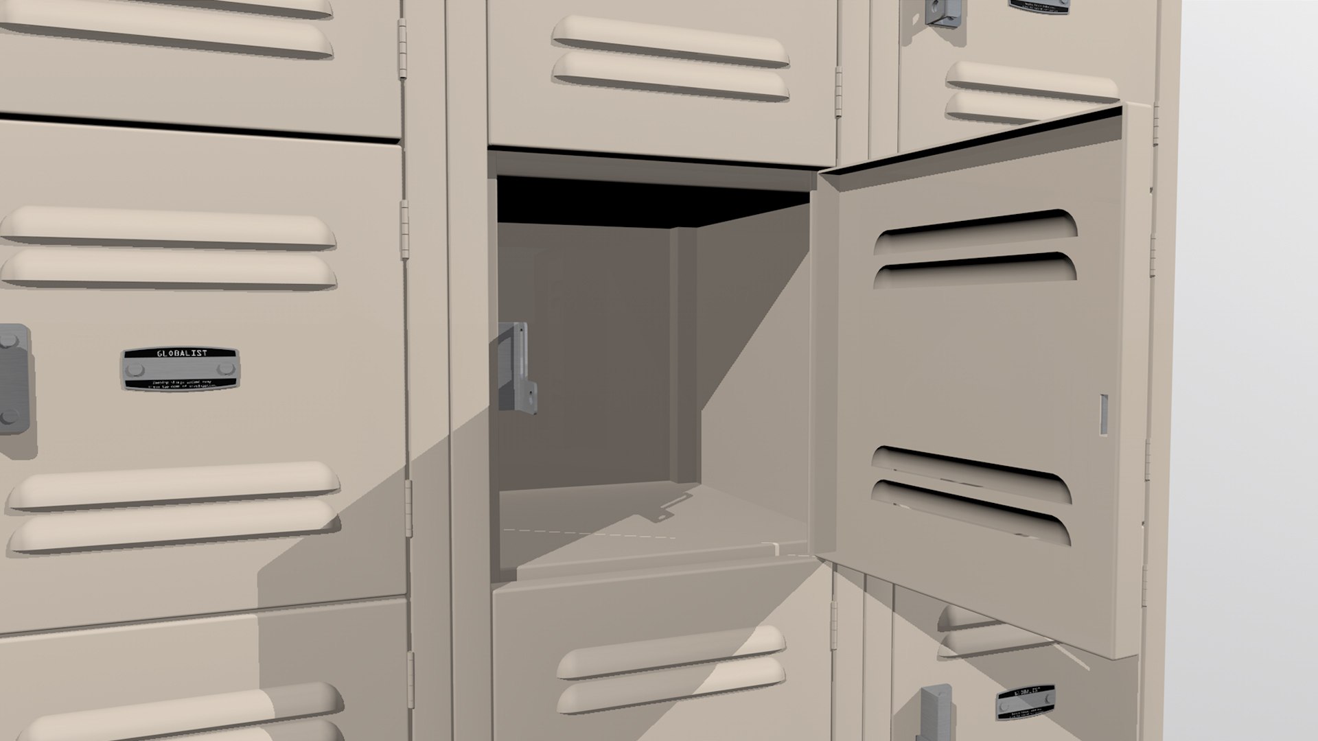 3d Lockers Doors Open Model
