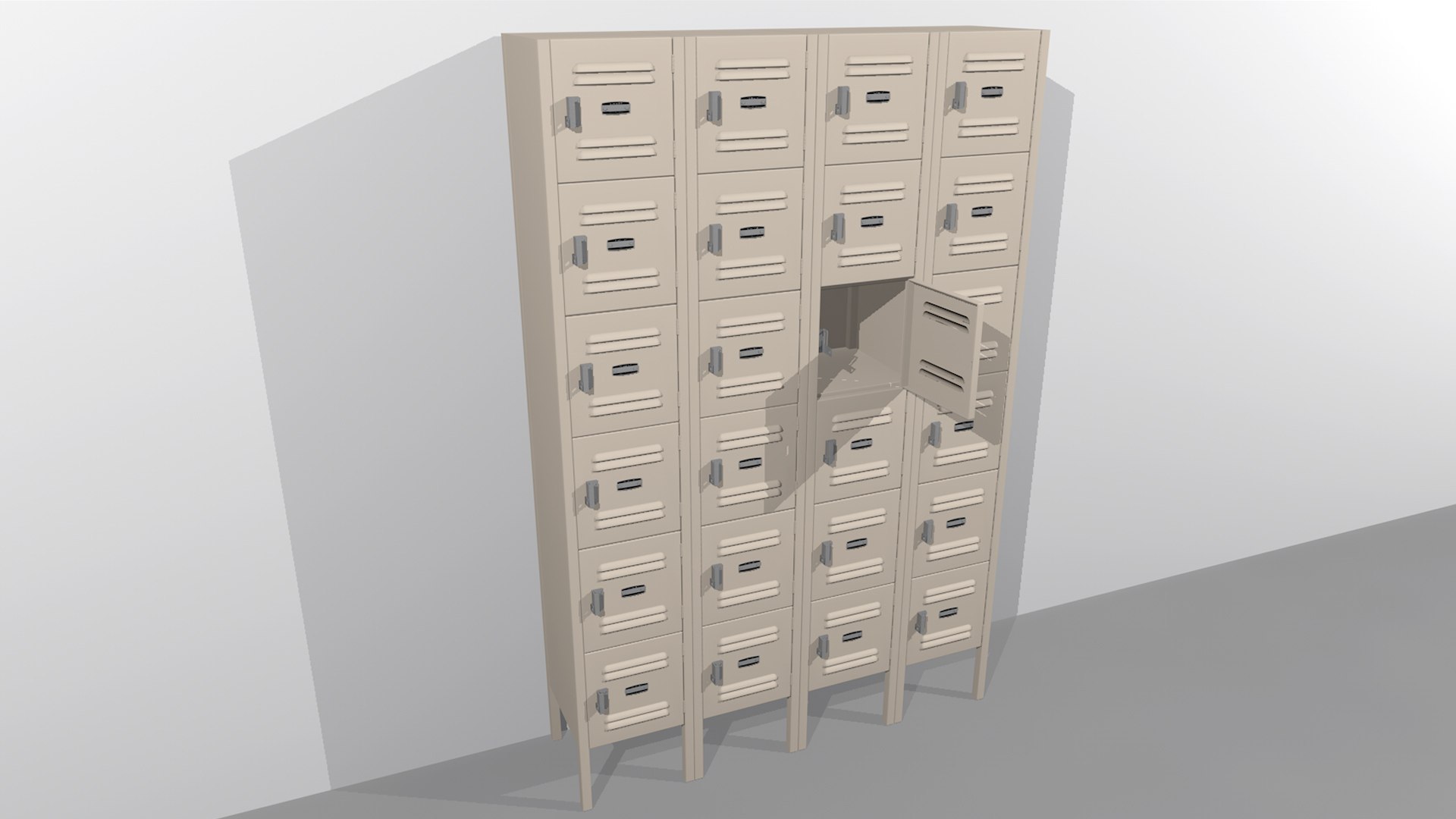 3d Lockers Doors Open Model