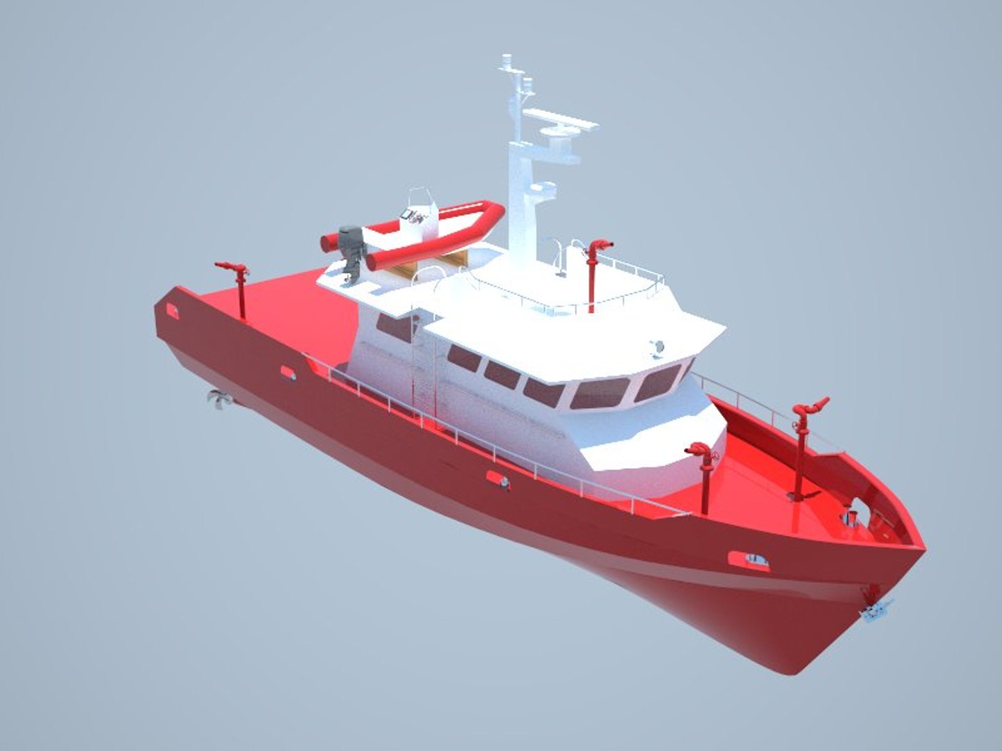 20m Firefighting Boat 3d Model