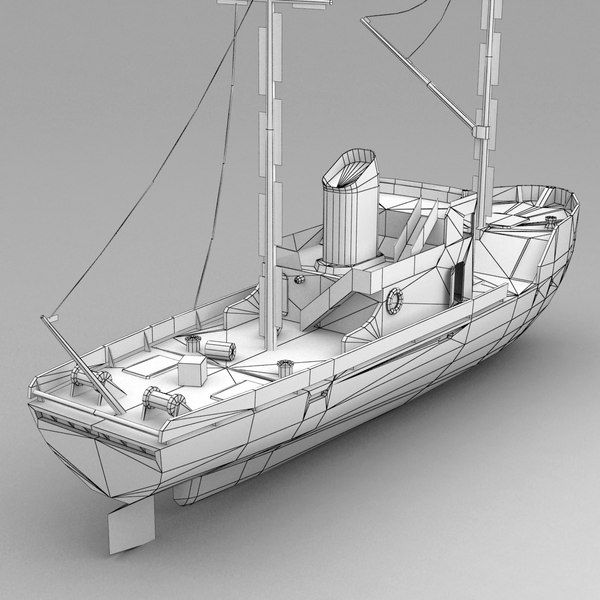rusty fishing boat 3d model