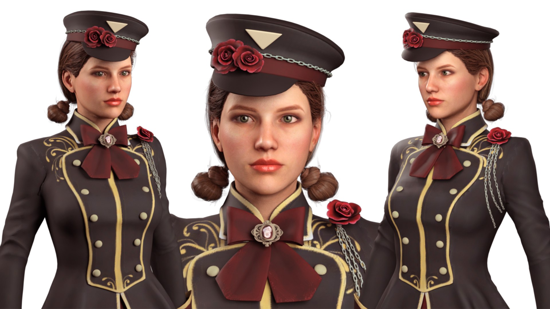 3D Realistic Rigged Napoleon Soldier Girl Character 3D Model model ...