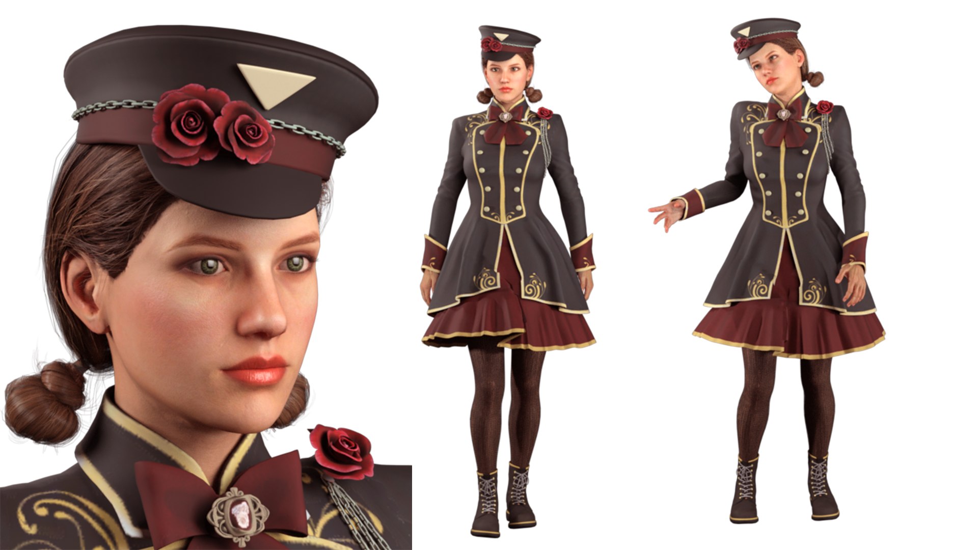 3D Realistic Rigged Napoleon Soldier Girl Character 3D Model model ...