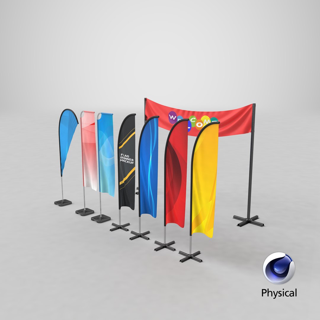Detailed Flag Banners 3D - TurboSquid 2060949